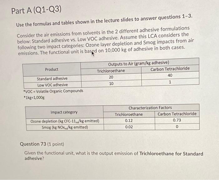 Solved Part A (Q1-Q3) Use the formulas and tables shown in | Chegg.com