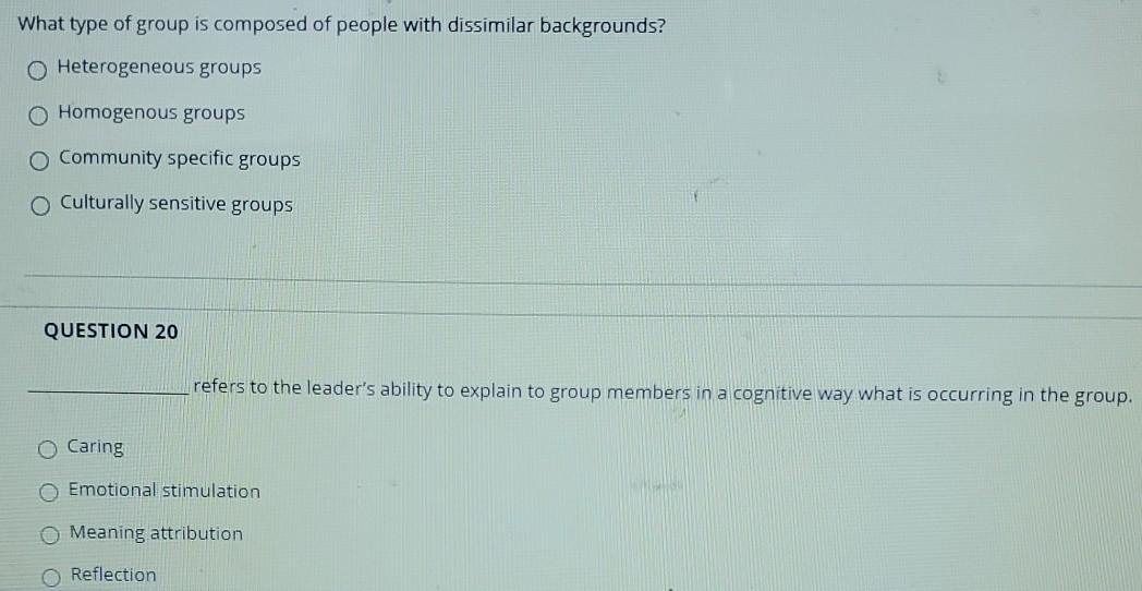 Solved What type of group is composed of people with | Chegg.com