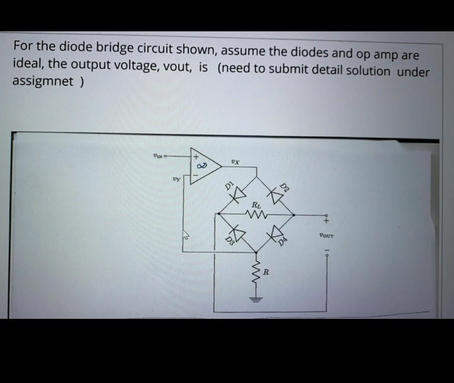 Solved For the diode bridge circuit shown, assume the diodes | Chegg.com