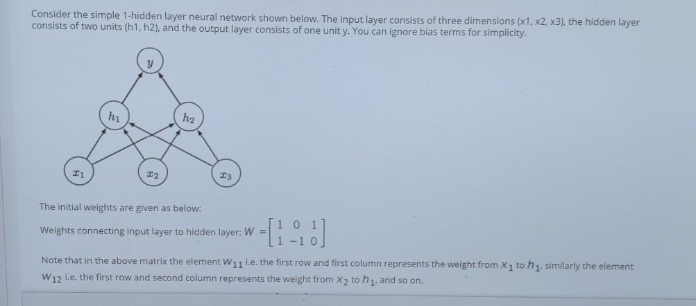 Solved Consider the simple 1-hidden layer neural network | Chegg.com