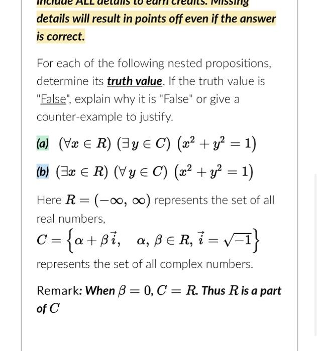 Solved details will result in points off even if the answer | Chegg.com