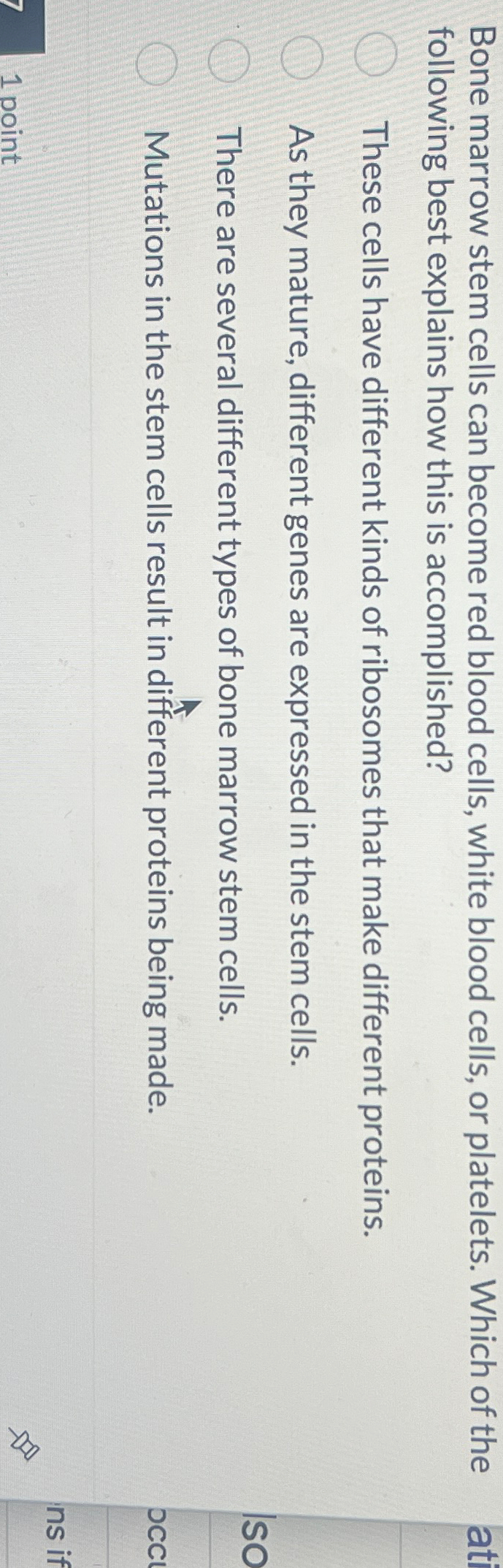 Solved Bone marrow stem cells can become red blood cells, | Chegg.com