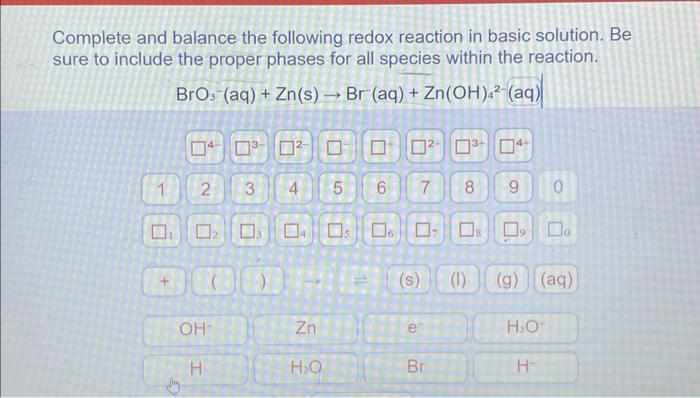 Solved Complete and balance the following redox reaction in | Chegg.com