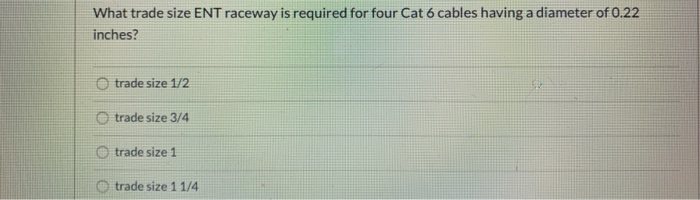 What trade size ENT raceway is required for four Cat | Chegg.com