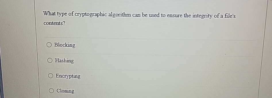 Solved What type of cryptographic algorithm can be used to | Chegg.com