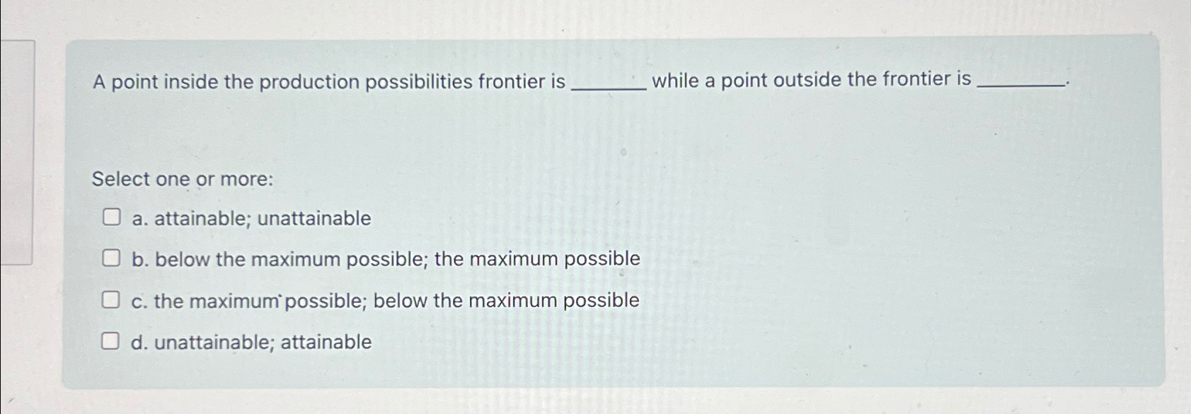 Solved A point inside the production possibilities frontier | Chegg.com