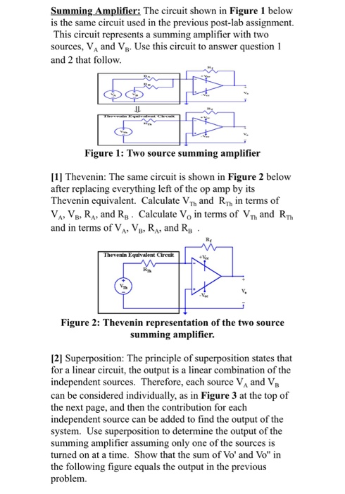 Solved Summing Amplifier: The circuit shown in Figure 1 | Chegg.com
