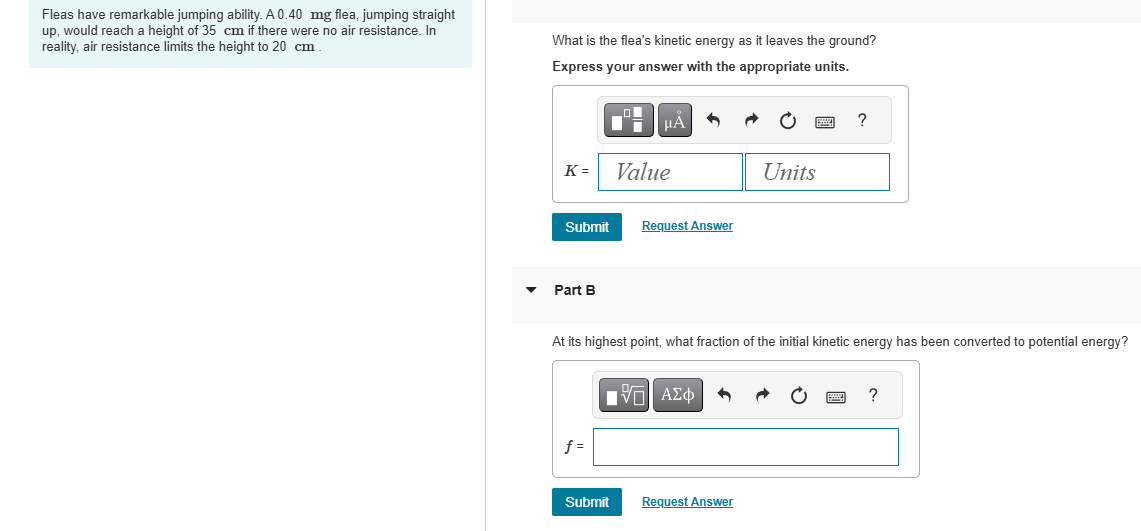 Solved Fleas have remarkable jumping ability. A 0.40mg | Chegg.com