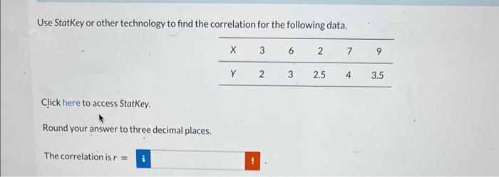 Solved Use StatKey or other technology to find the | Chegg.com