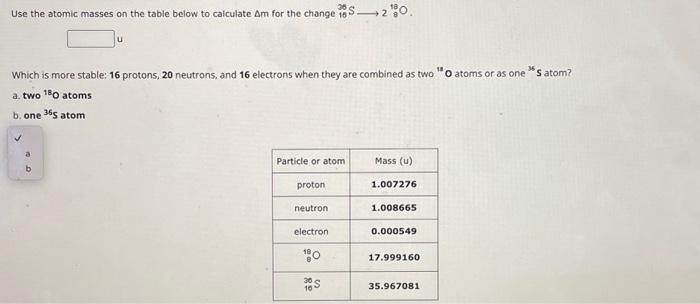 Solved Use the atomic masses on the table below to calculate | Chegg.com