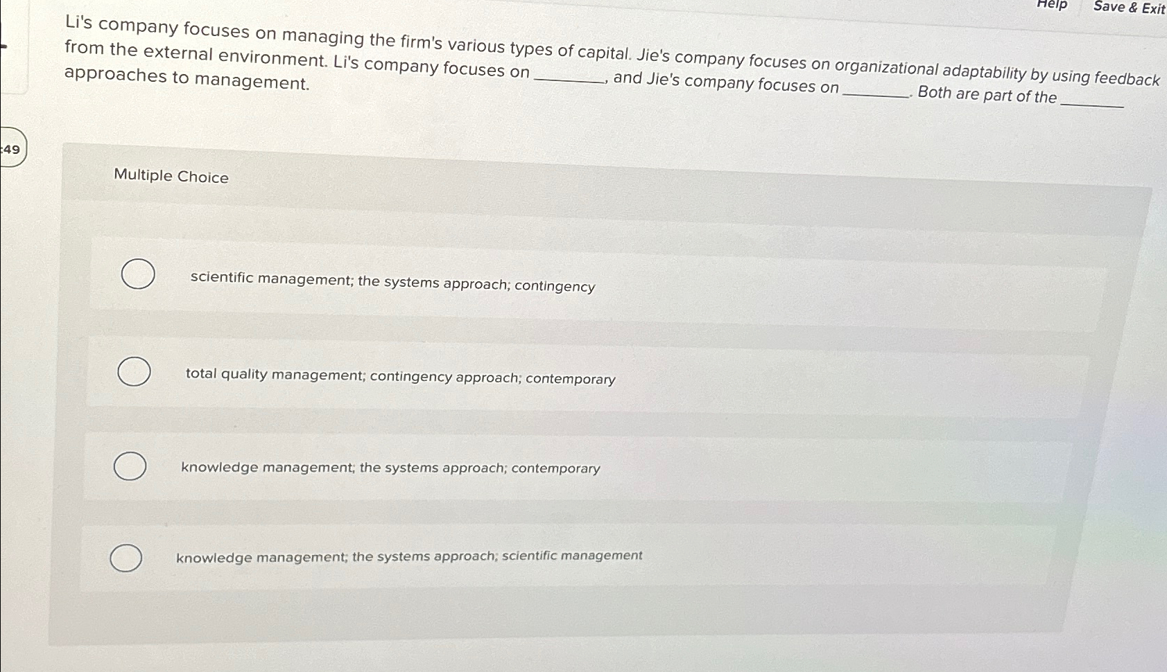 Solved Li's company focuses on managing the firm's various | Chegg.com