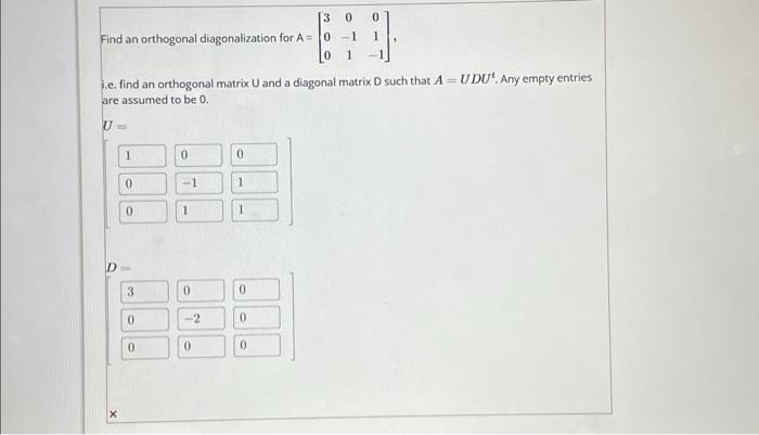 Solved Find an orthogonal diagonalization for | Chegg.com