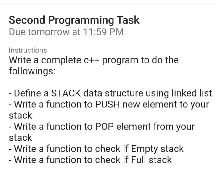 Solved Second Programming Task Due tomorrow at 11:59 PM | Chegg.com