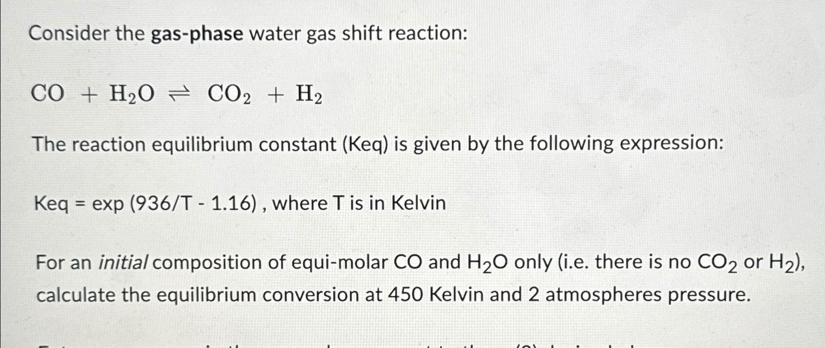Solved Consider the gas-phase water gas shift | Chegg.com