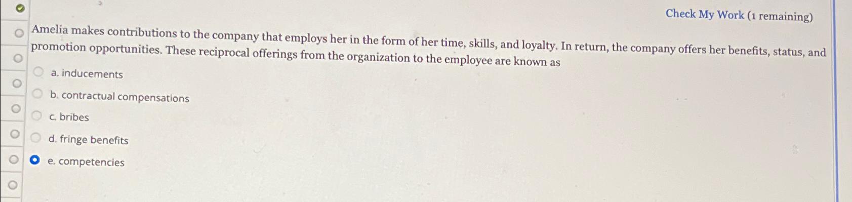 Solved Check My Work (1 ﻿remaining)Amelia makes | Chegg.com