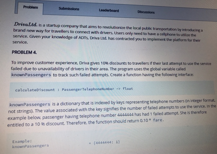Solved Problem Submissions Leaderboard Discussions DrivaLtd. | Chegg.com