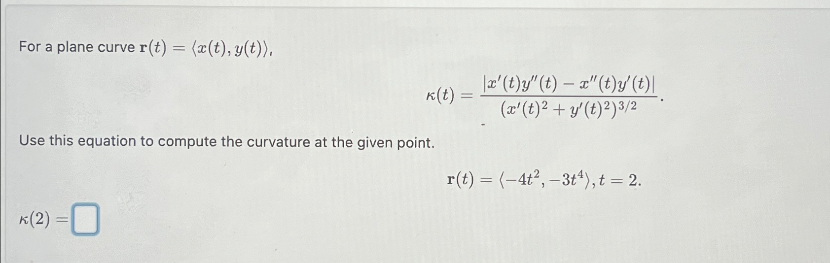 Solved For a plane curve | Chegg.com