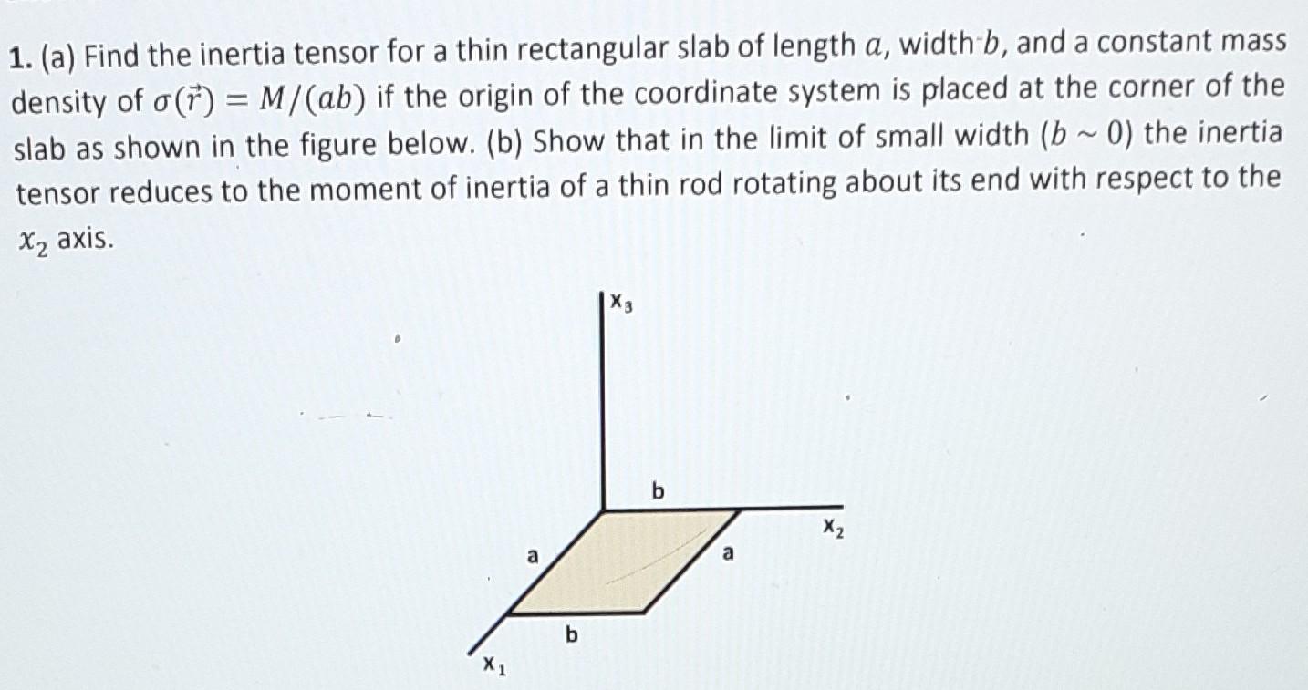 Solved 1. (a) Find the inertia tensor for a thin rectangular | Chegg.com