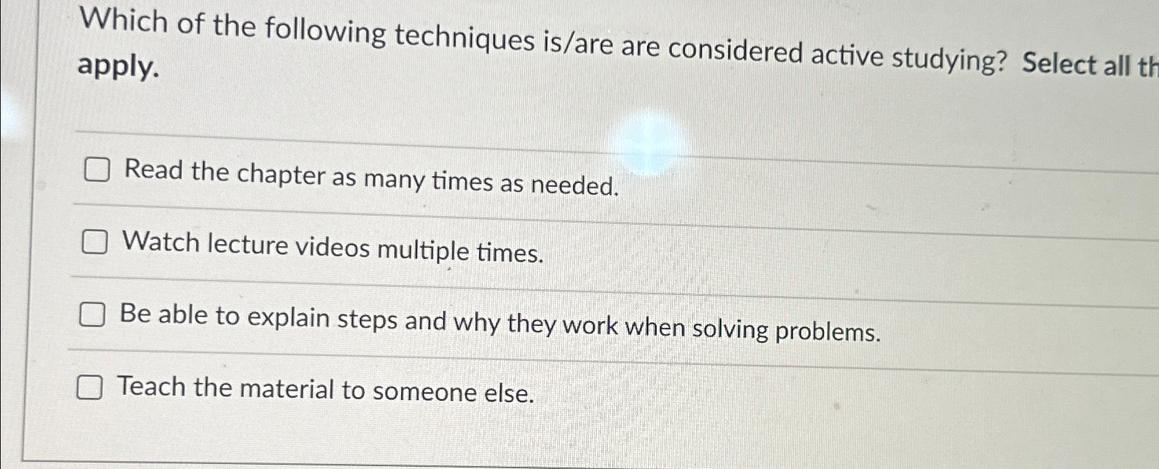Solved Which of the following techniques is/are are | Chegg.com