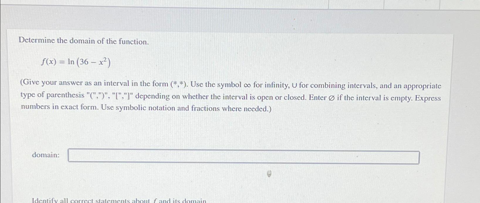 Solved Determine the domain of the | Chegg.com