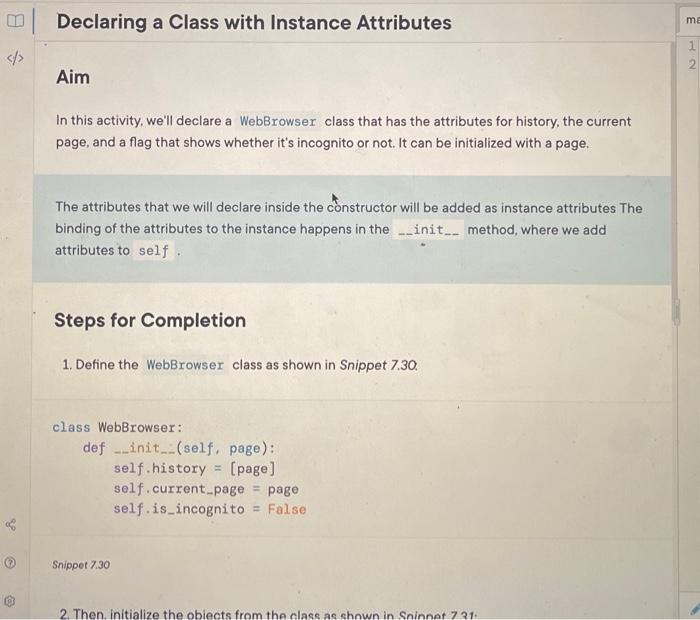 Solved In this activity, we'll declare a WebBrowser class | Chegg.com Solved In this activity, we'll declare a WebBrowser class | Chegg.com
