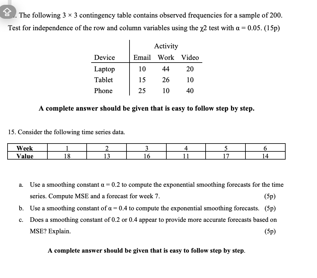 Solved 14. ﻿The following 3×3 ﻿contingency table contains | Chegg.com