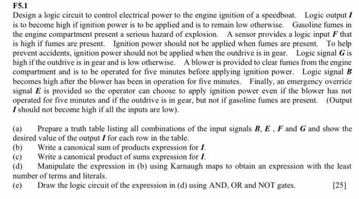 F5.1 Design a logic circuit to control electrical | Chegg.com