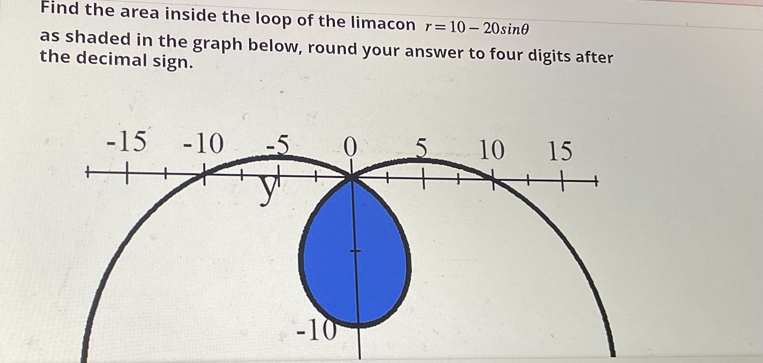 Solved Find the area inside the loop of the limacon | Chegg.com