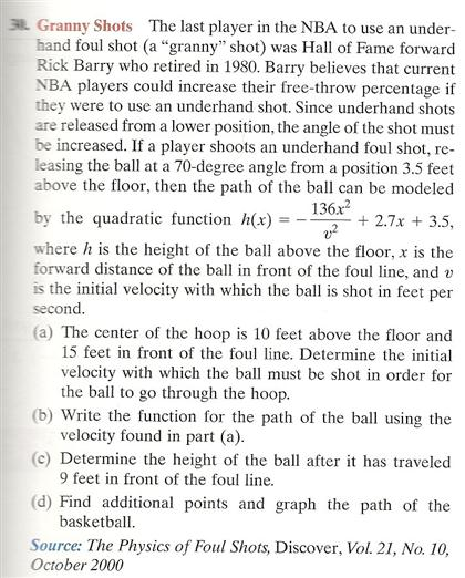 Solved Granny Shots The last player in the NBA to use an | Chegg.com