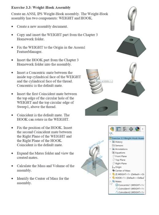 Exercise 3.3: Weight-Hook Assembly Create an ANSI, | Chegg.com