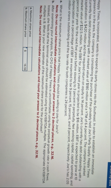 Solved Happy Times, Incorporated, wants to expand its party | Chegg.com