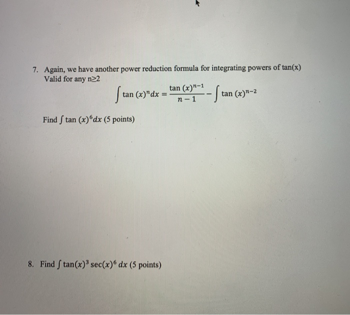 Solved 7. Again, we have another power reduction formula for | Chegg.com