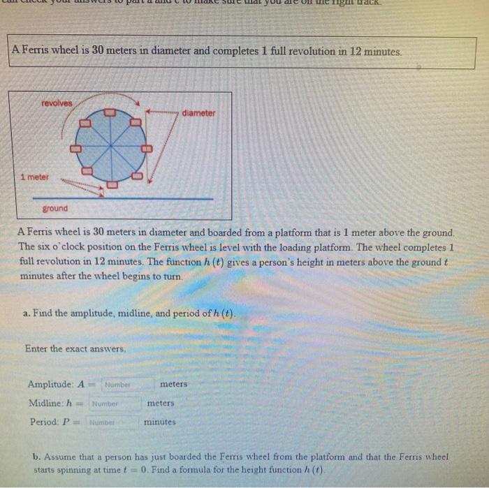 Solved GER A Ferris wheel is 30 meters in diameter and | Chegg.com