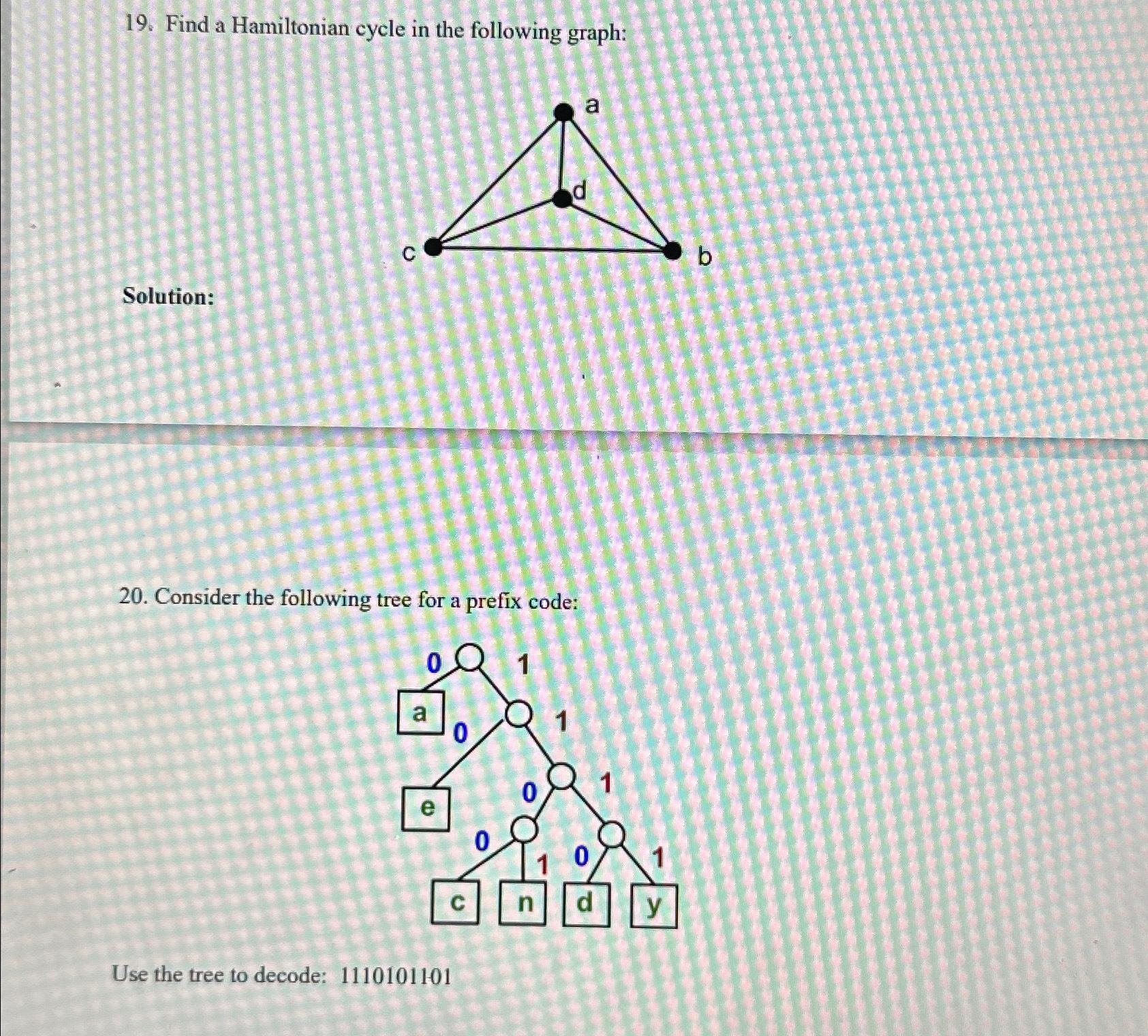 Solved 19. ﻿Find a Hamiltonian cycle in the following | Chegg.com