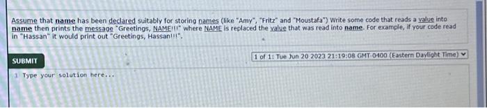 Solved Assume that name has been declared suitably for | Chegg.com