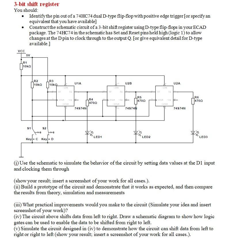 3-bit shift register You should: • Identify the pin | Chegg.com