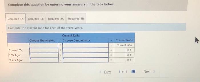 Solved (1-a) Compute the current ratio for each of the three | Chegg.com