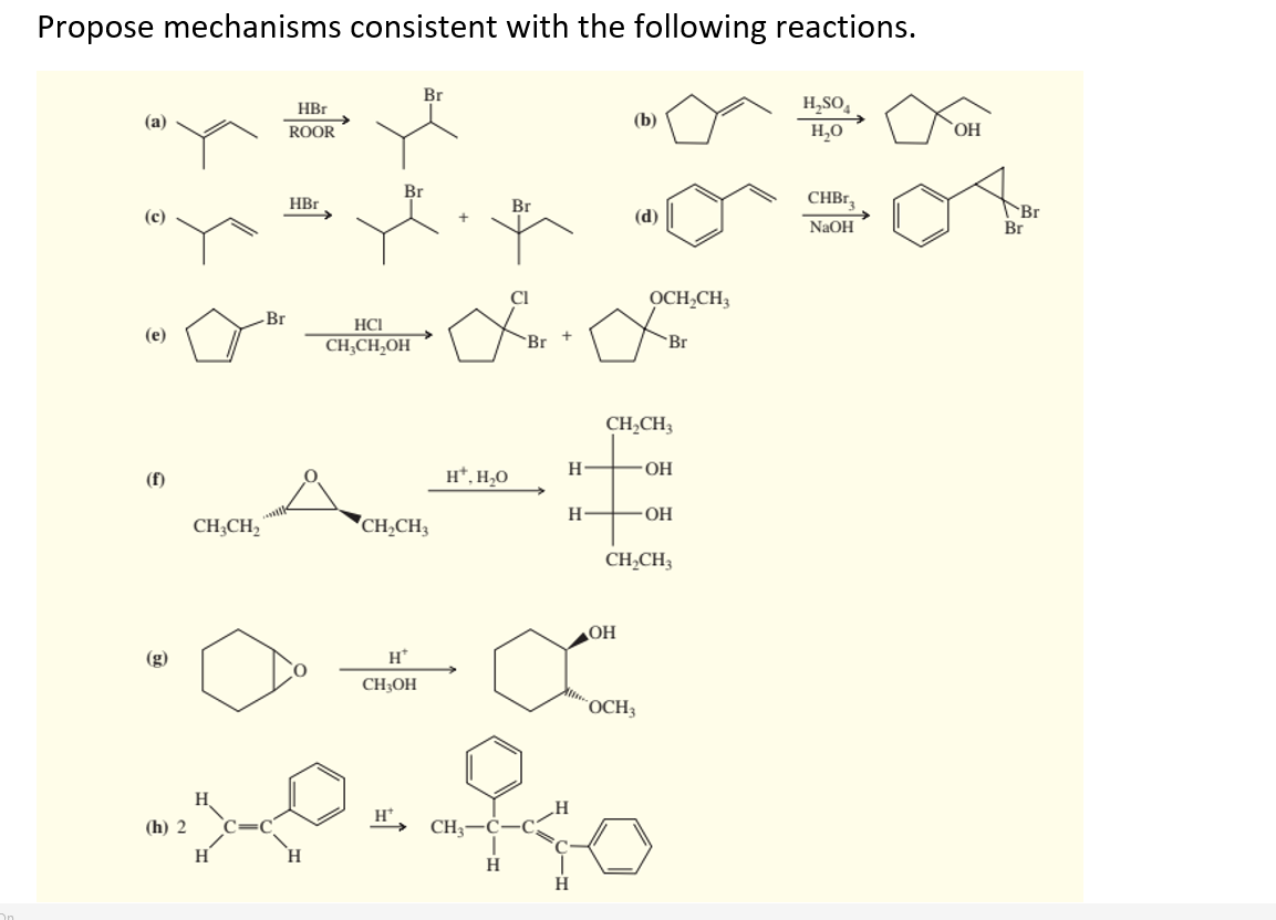 Propose mechanisms consistent with the following | Chegg.com