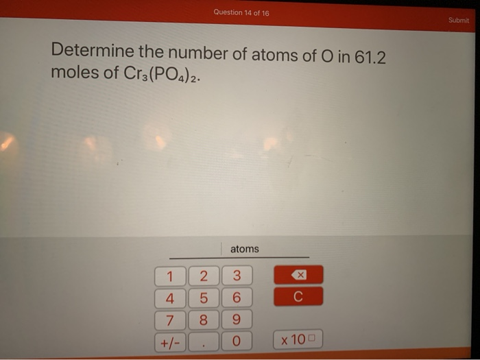 Solved Determine The Number Of Atoms O In 61 2 Moles Of