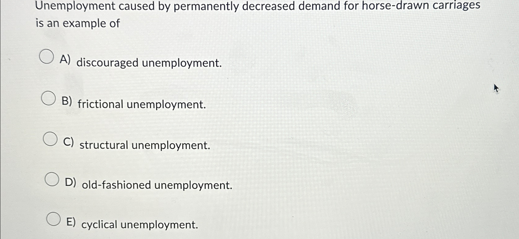 Solved Unemployment caused by permanently decreased demand | Chegg.com