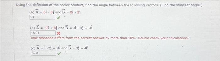 Solved Using the definition of the scalar product, find the | Chegg.com