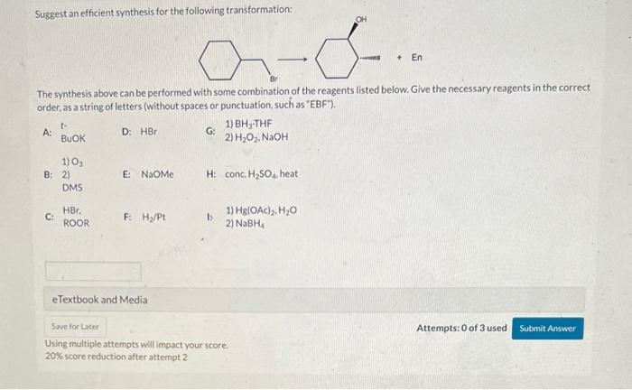 Solved Suggest an efficient synthesis for the following | Chegg.com