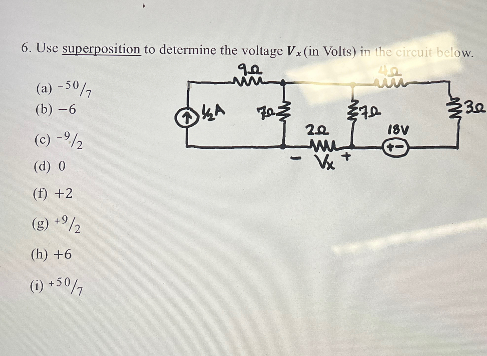 Solved Use superposition to determine the voltage Vx (in | Chegg.com