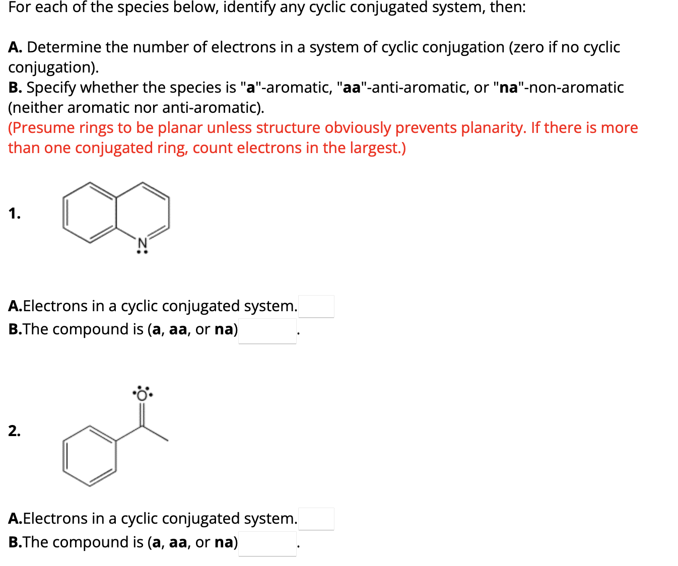 For each of the species below, identify any cyclic | Chegg.com