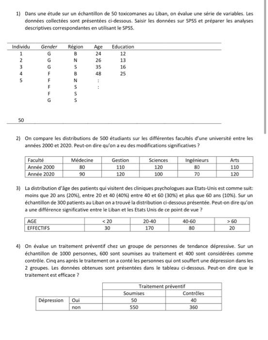 1) Dans une étude sur un échantillon de 50 | Chegg.com