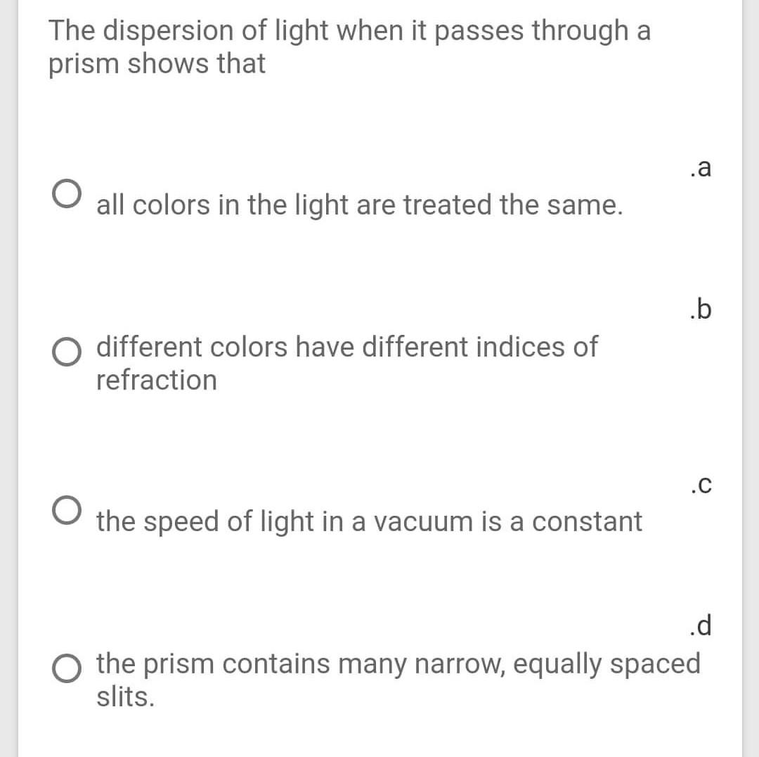 Solved The dispersion of light when it passes through a | Chegg.com