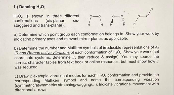 Solved 1.) Dancing H₂O2 H₂O2 is shown in three different | Chegg.com