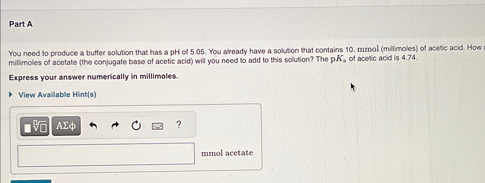 Part AYou need to produce a buffer solution that has | Chegg.com