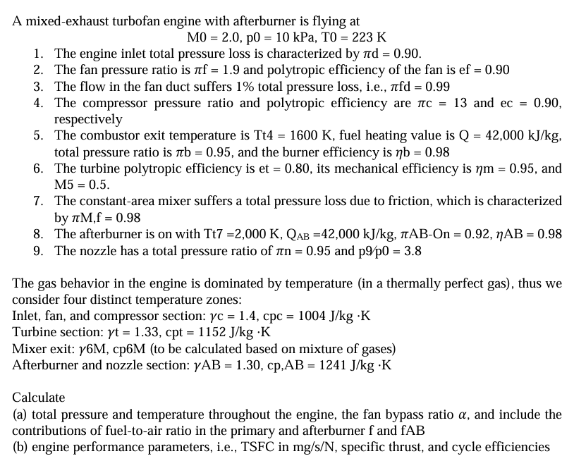Solved A mixed-exhaust turbofan engine with afterburner is | Chegg.com