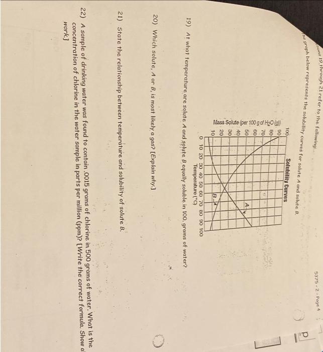 Solved Aie graph below represents the solubility curves for | Chegg.com